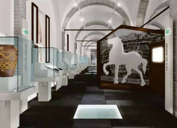 Cesena, futuro museo archeologico: ingresso spostato, cavallo-brand